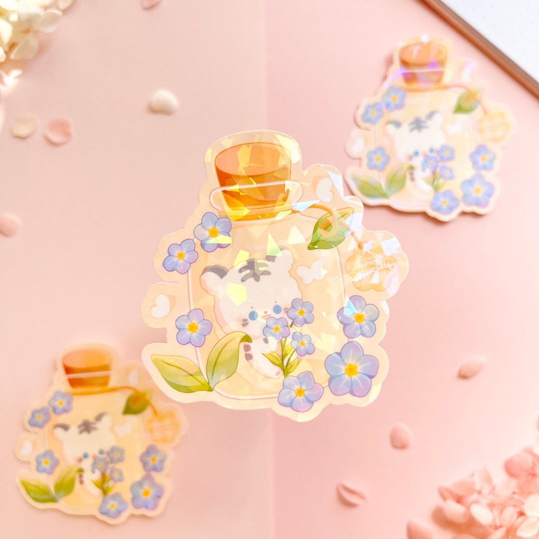 Floral Forget Me Not Sticker Journal, Laptop, Bottle, Planner Sticker ...