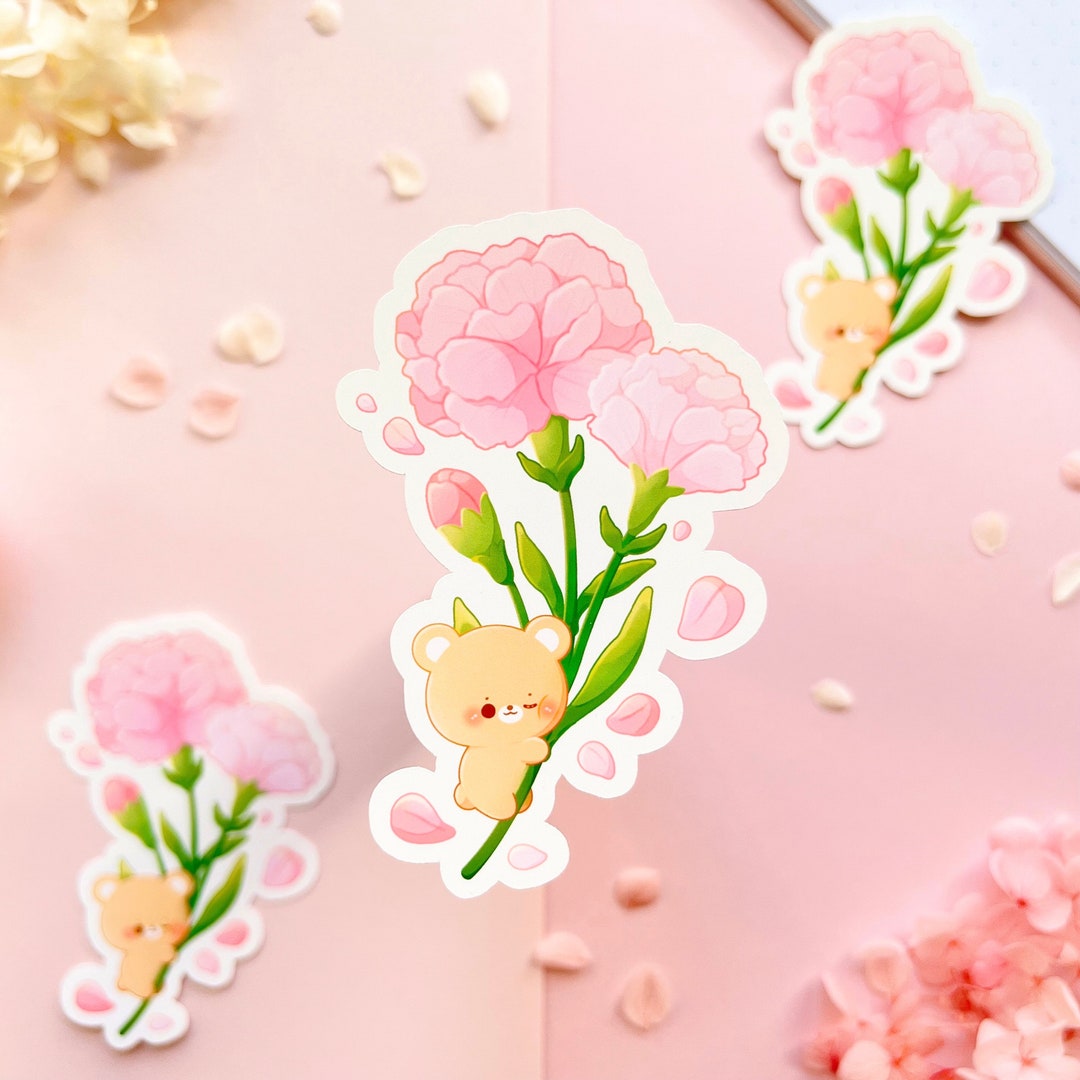 Carnation Birth Month Flower Sticker | Journal, Laptop, Bottle, Planner ...