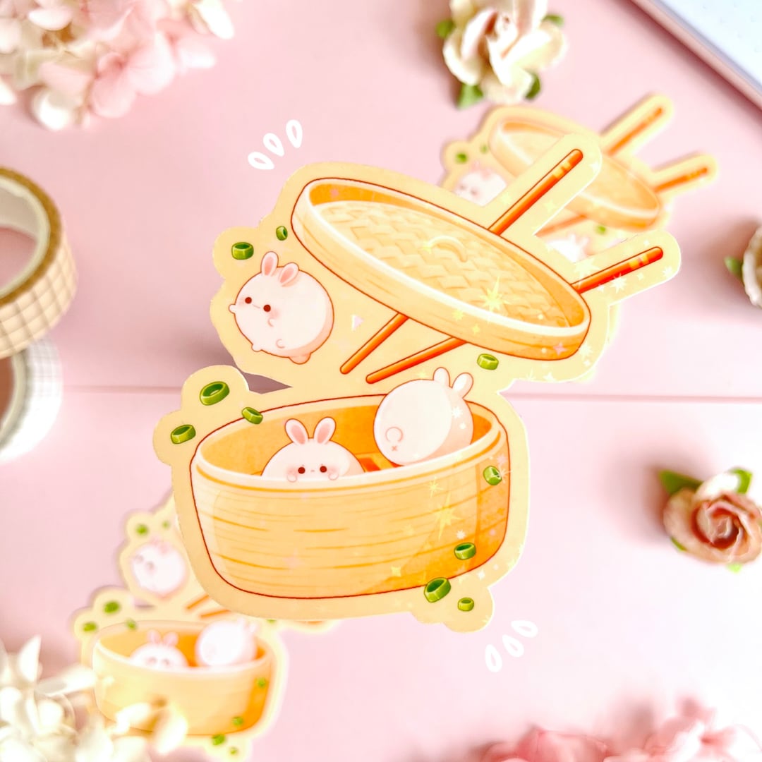 Cute Steamed Bun Sticker Journal, Laptop, Bottle, Planner Sticker ...