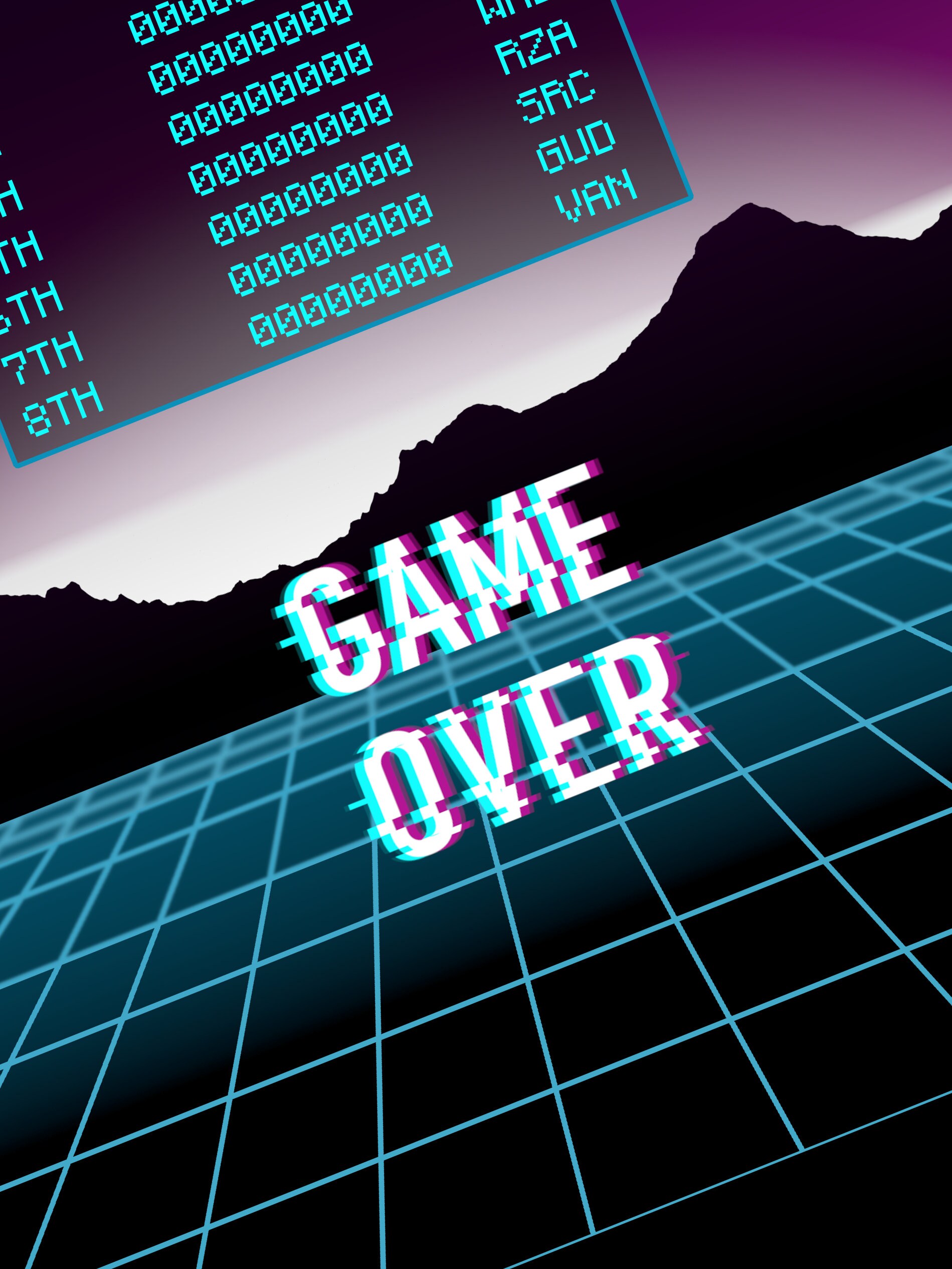 Synthwave Digital Art - "game Over" - Etsy
