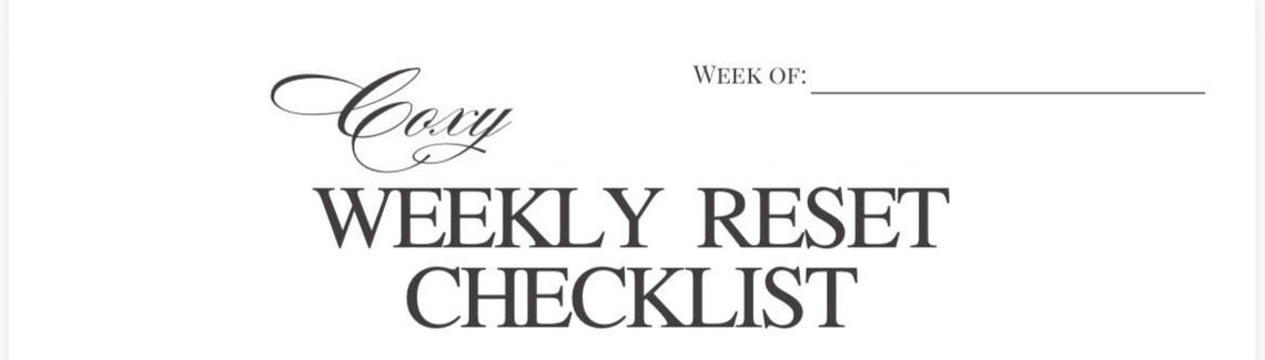 Weekly Reset Checklist Printable | Black and White Cleaning Routine ...