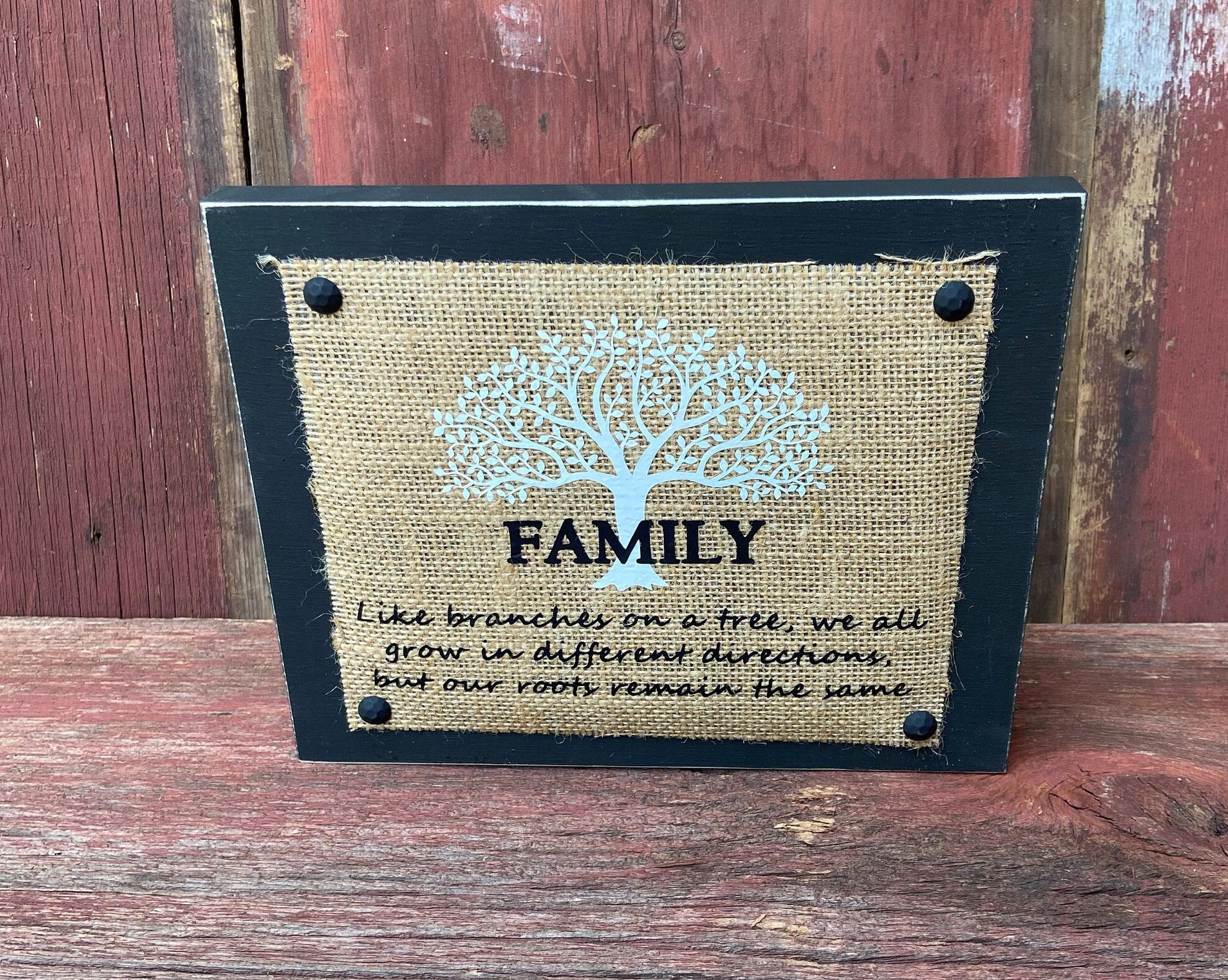Family Tree Burlap Wood Block - Etsy