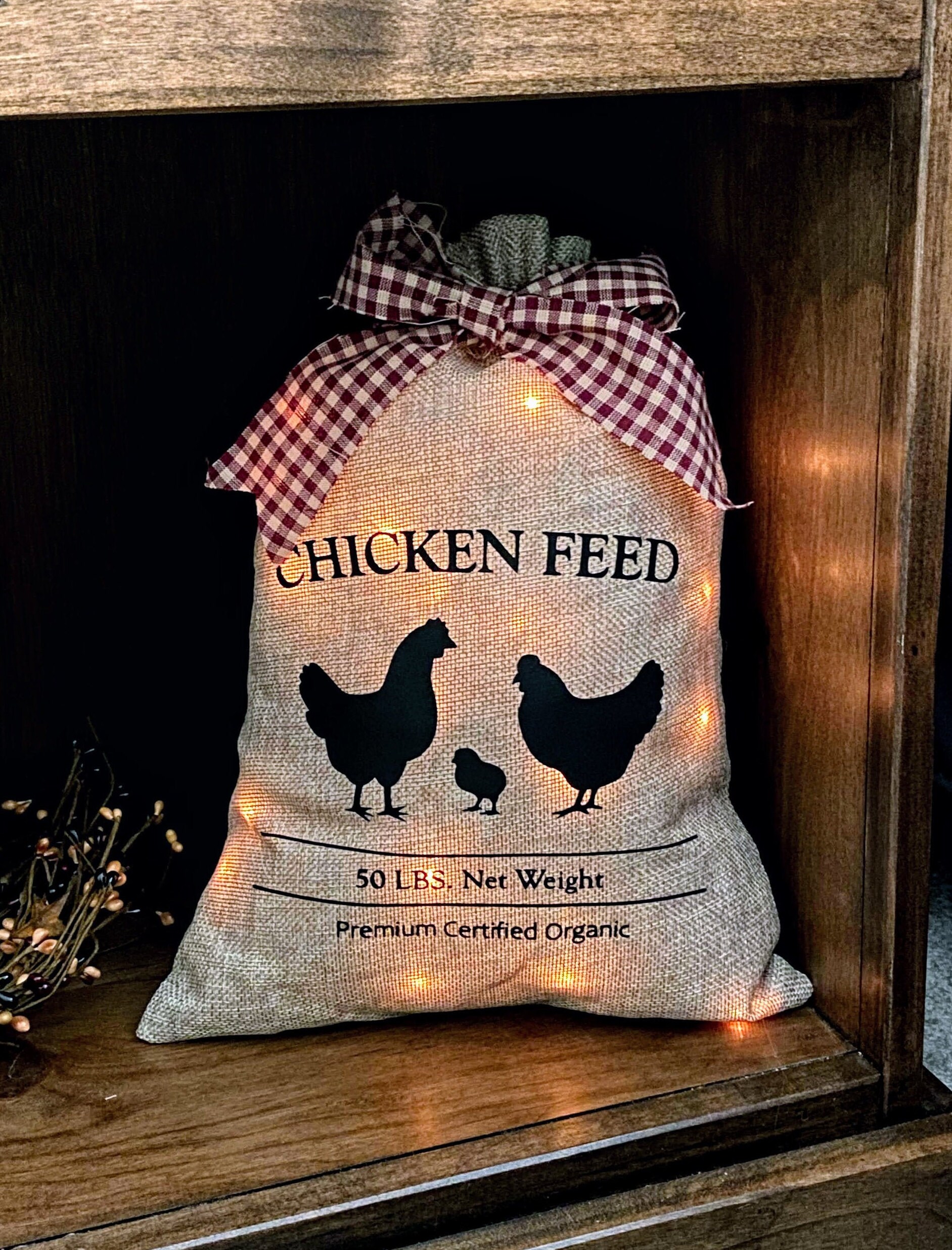 Chicken Feed Lighted Burlap Sack - Etsy