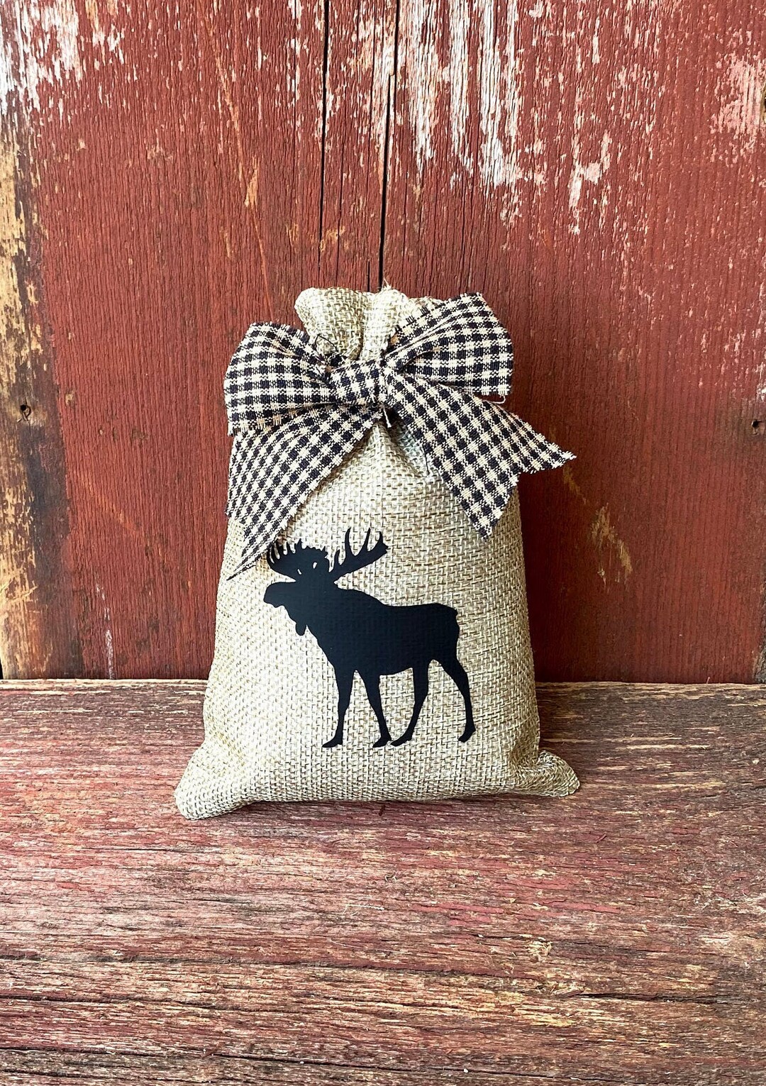 Moose Mini Burlap Sack - Etsy