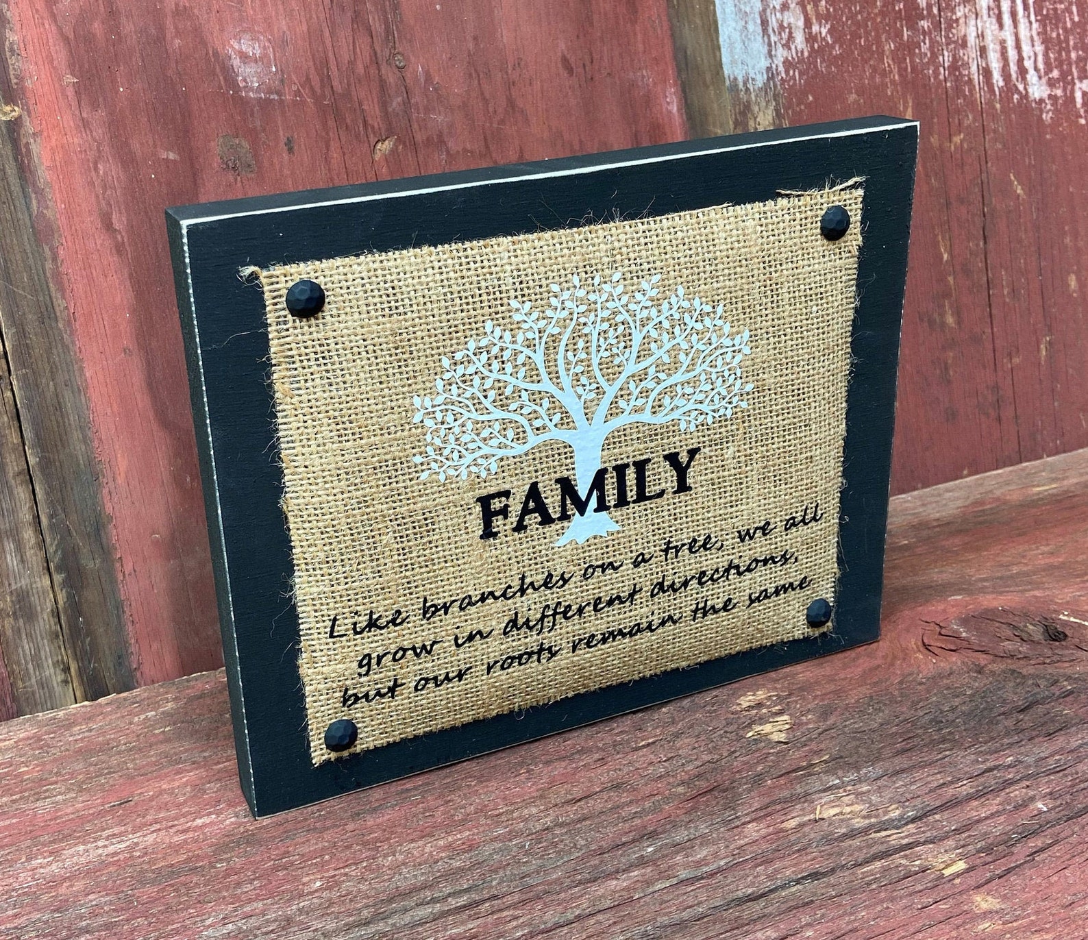 Family Tree Burlap Wood Block - Etsy