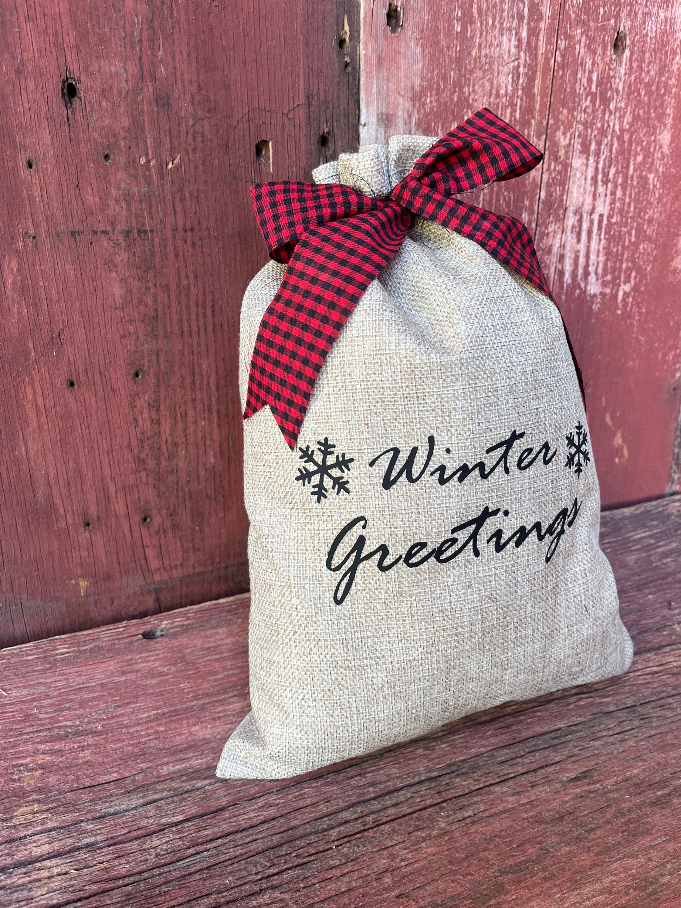 Snowflake Winter Greetings Lighted Burlap Sack - Etsy