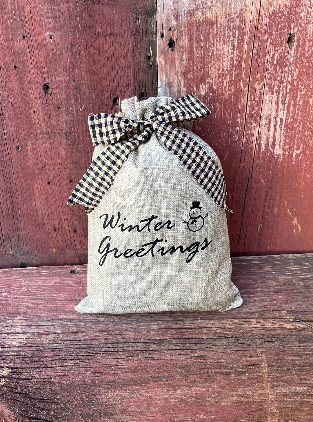 Snowman Winter Greetings Lighted Burlap Sack - Etsy