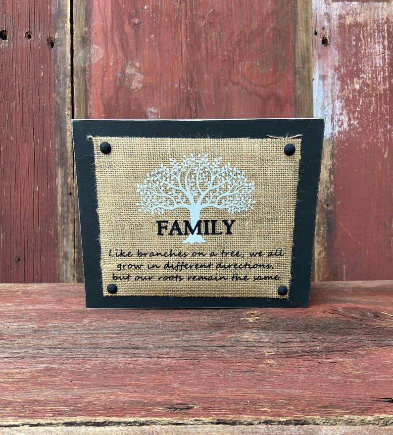 Family Tree Burlap Wood Block - Etsy
