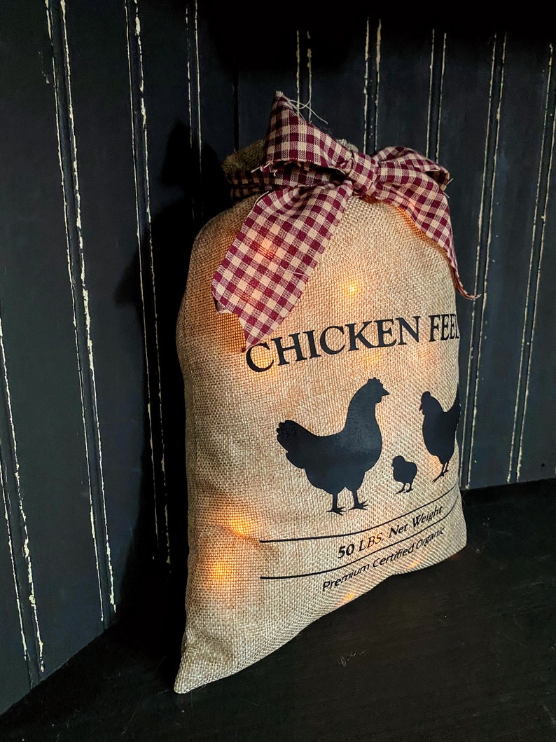 Chicken Feed Lighted Burlap Sack - Etsy