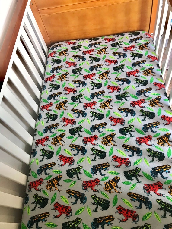 Blue/green frogs infant crib and toddler bed fitted sheet Sheets ...
