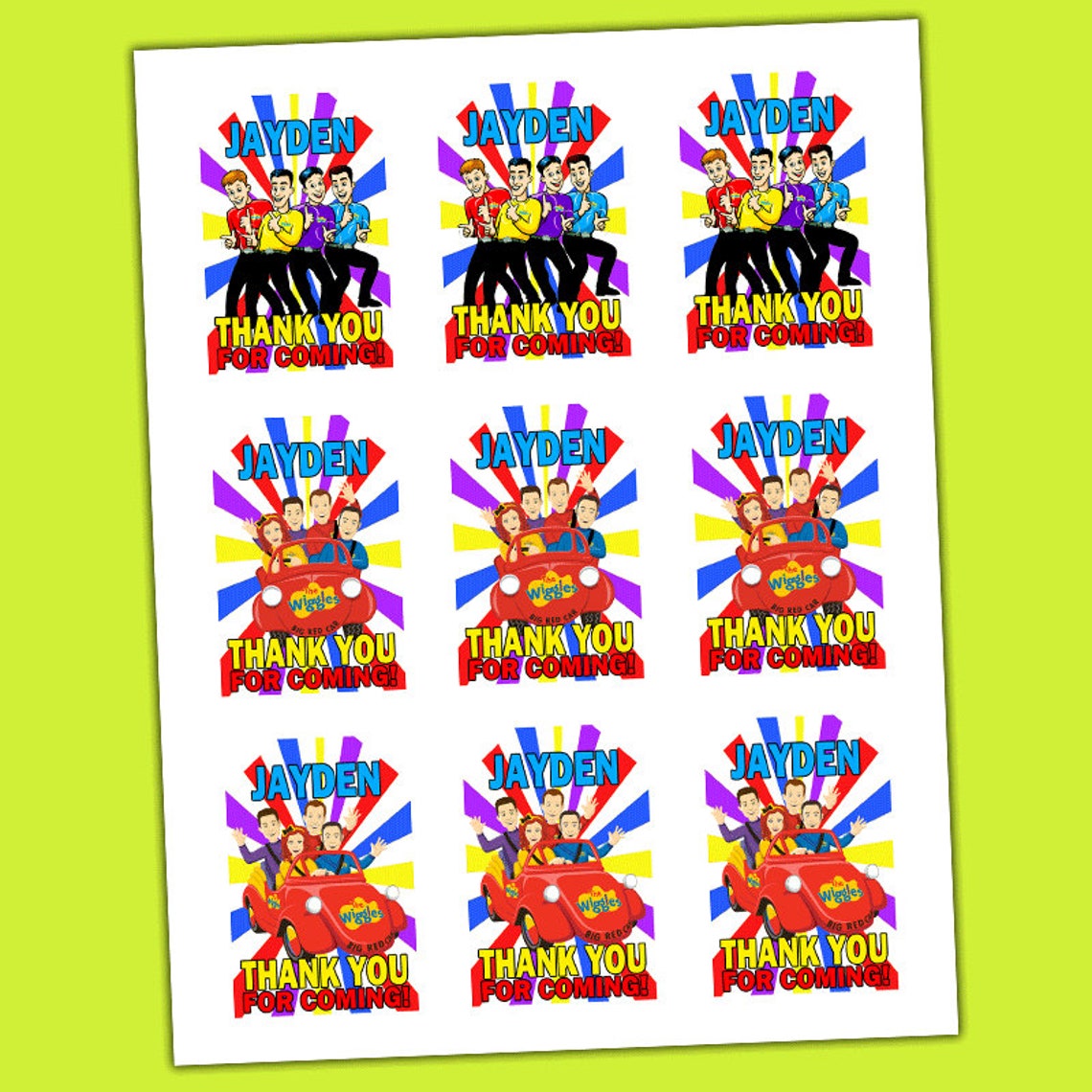 The Wiggles Thank You Tags the Wiggles Tags the Wiggles - Etsy UK