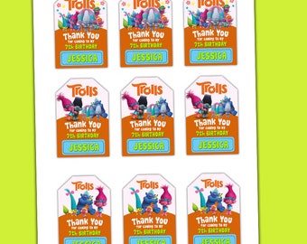 Trolls Favor Tag - Etsy