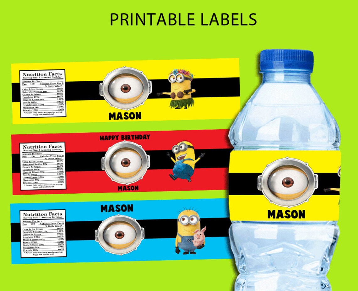 Minions Bottle Labels Minions Printable Labels Minions - Etsy