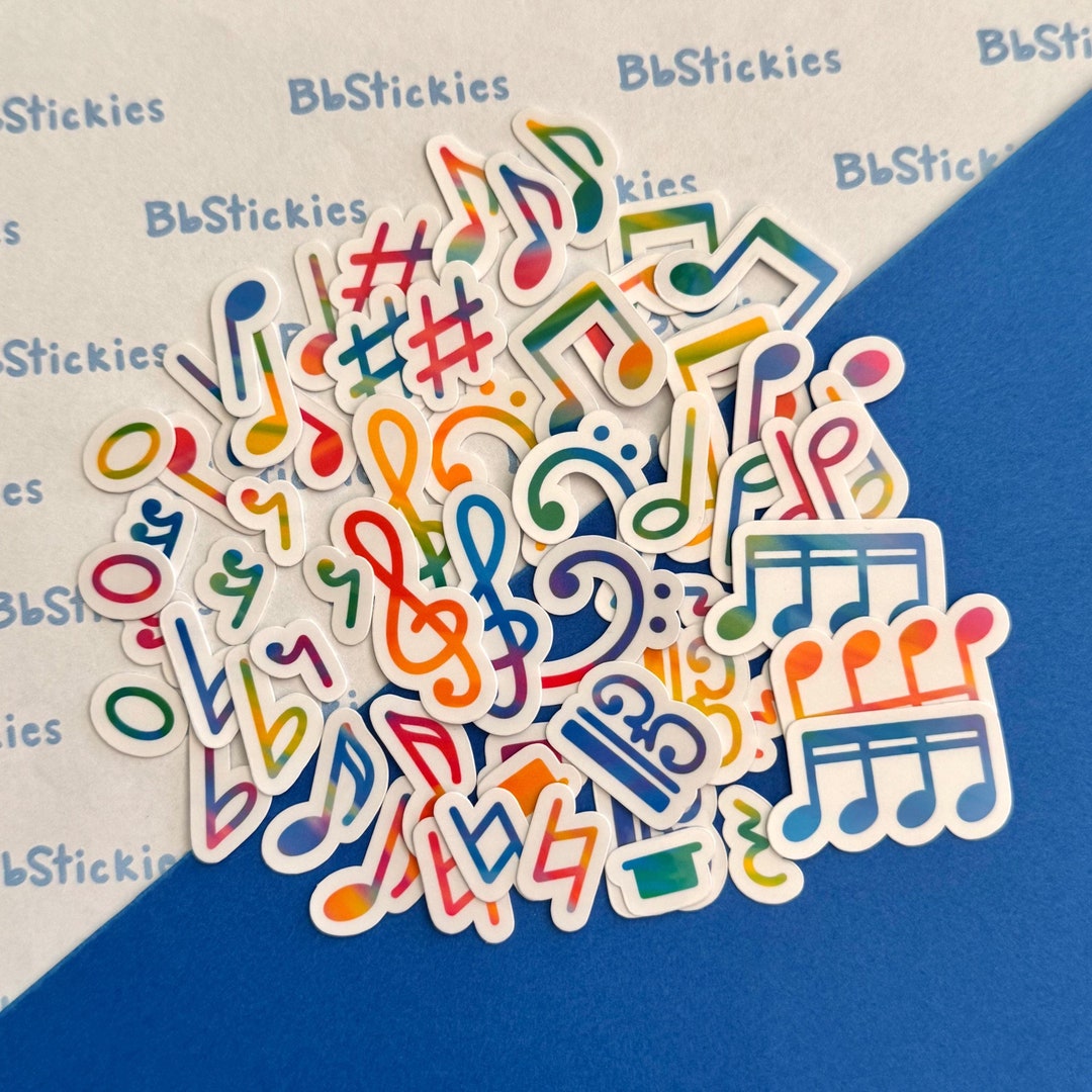 Rainbow Music Laminated Stickers | Rainbow Music Stickers | Music ...