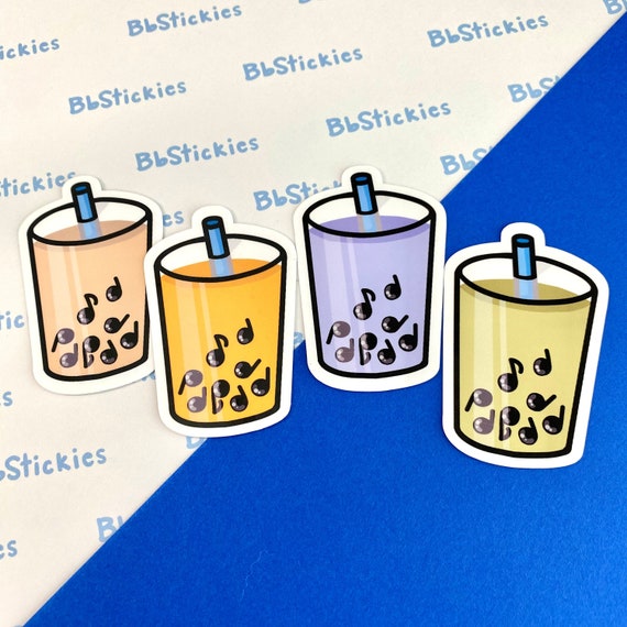 Music Boba Laminated Stickers Milk Tea Sticker Thai Tea - Etsy