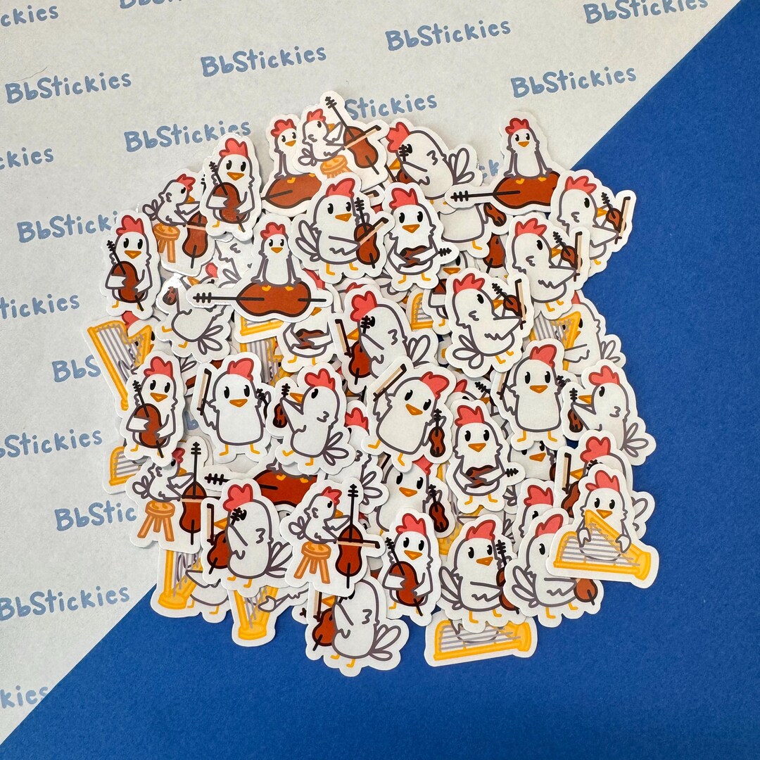 Mini Chicken Laminated Sticker Pack | Chicken Instrument Stickers ...