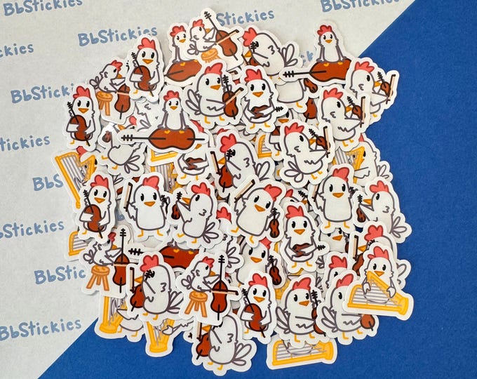 Mini Chicken Laminated Sticker Pack | Chicken Instrument Stickers ...