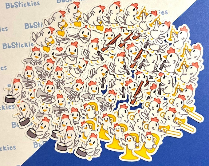 Mini Chicken Laminated Sticker Pack | Chicken Instrument Stickers ...