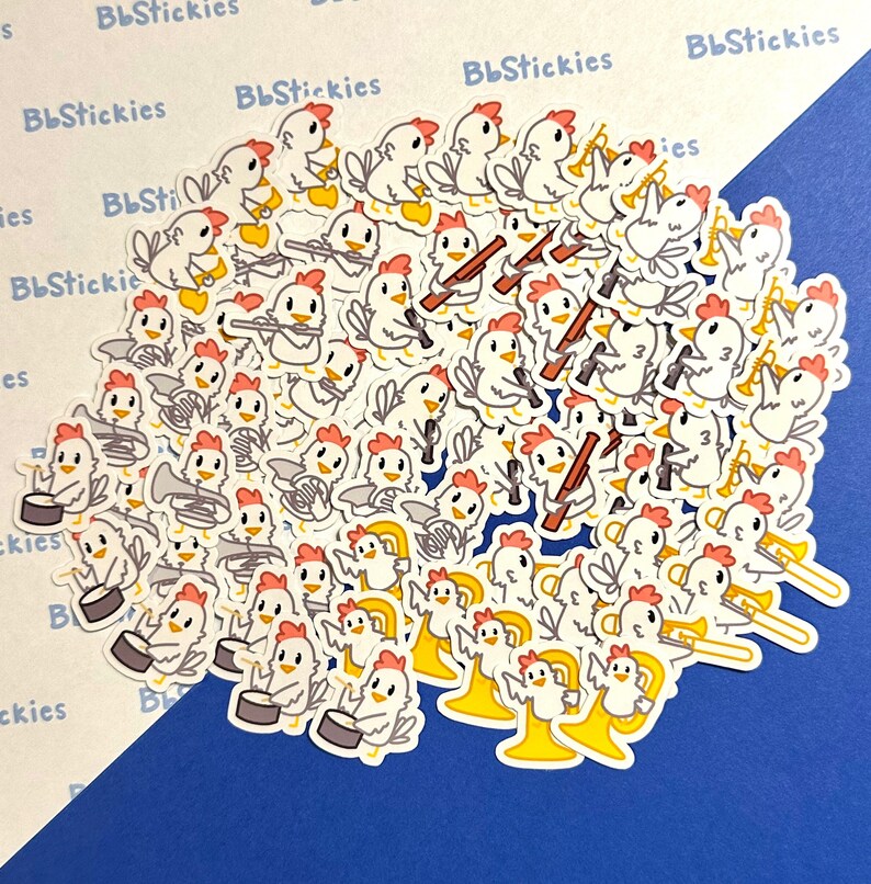 Mini Chicken Laminated Sticker Pack | Chicken Instrument Stickers ...