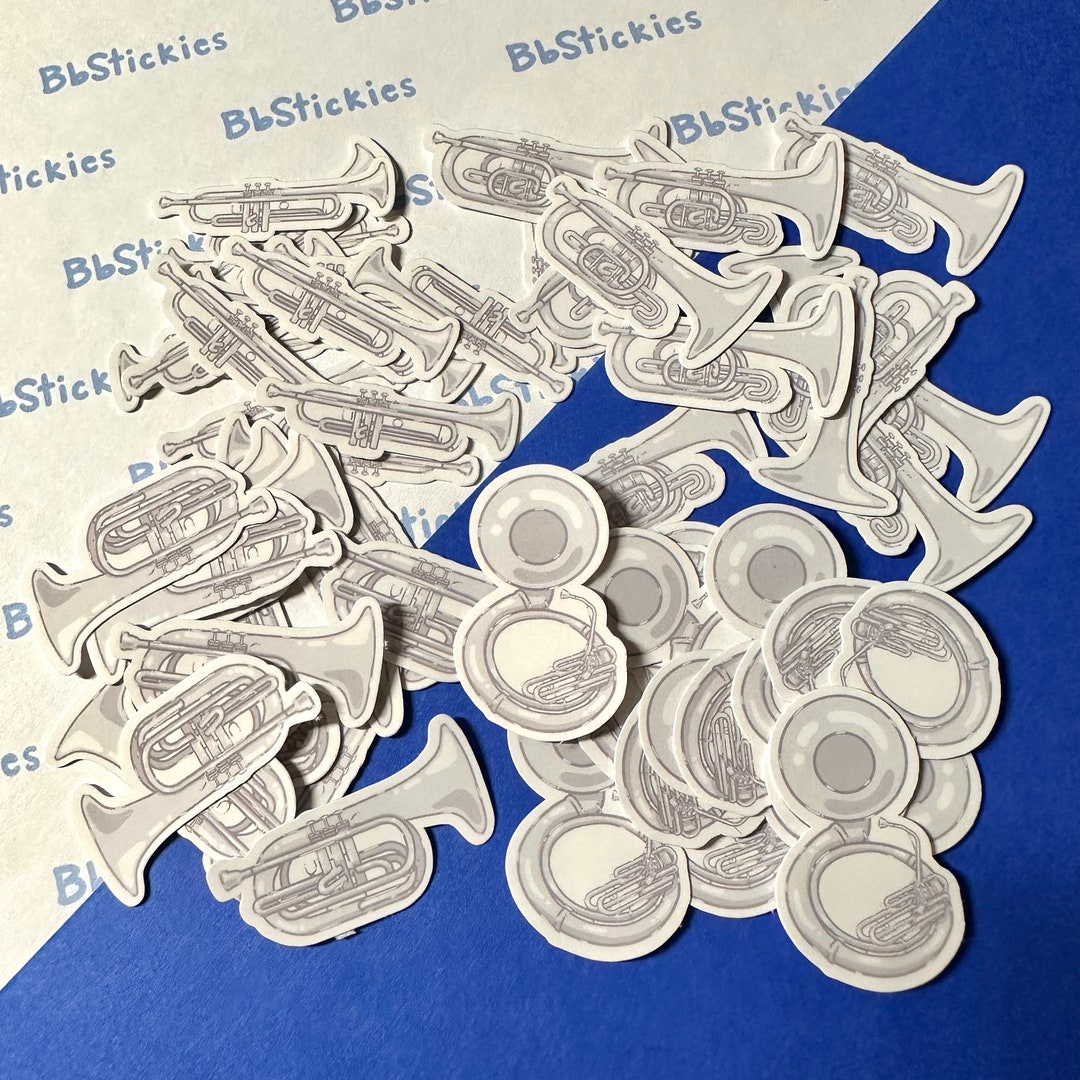 Marching Band Instruments Mini Laminated Stickers | Marching Band ...
