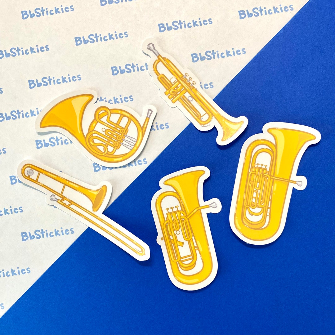 Brass Instruments Laminated Sticker | French Horn Sticker | Trumpet ...
