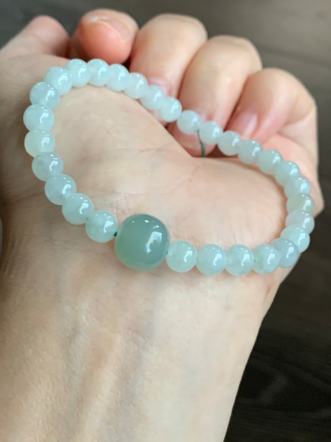 Natural Burmese Icy Translucent Gelatinous White Jadeite Beads Light ...