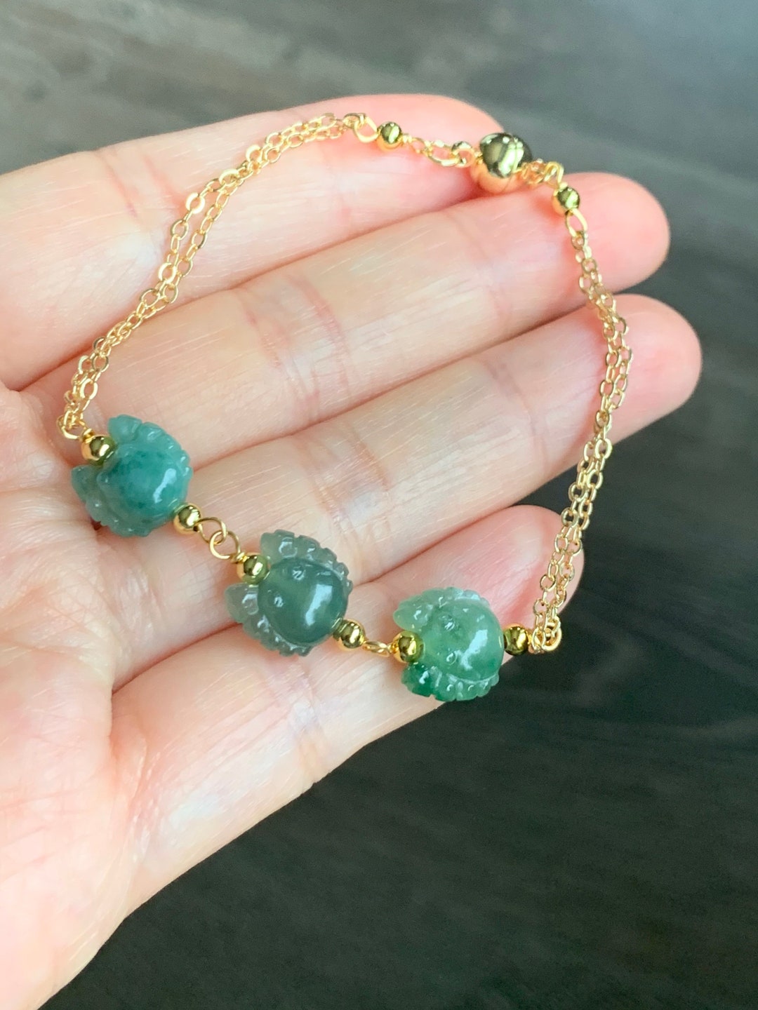 Natural Burmese Icy Translucent Green Jadeite Carved Crabs Chain ...