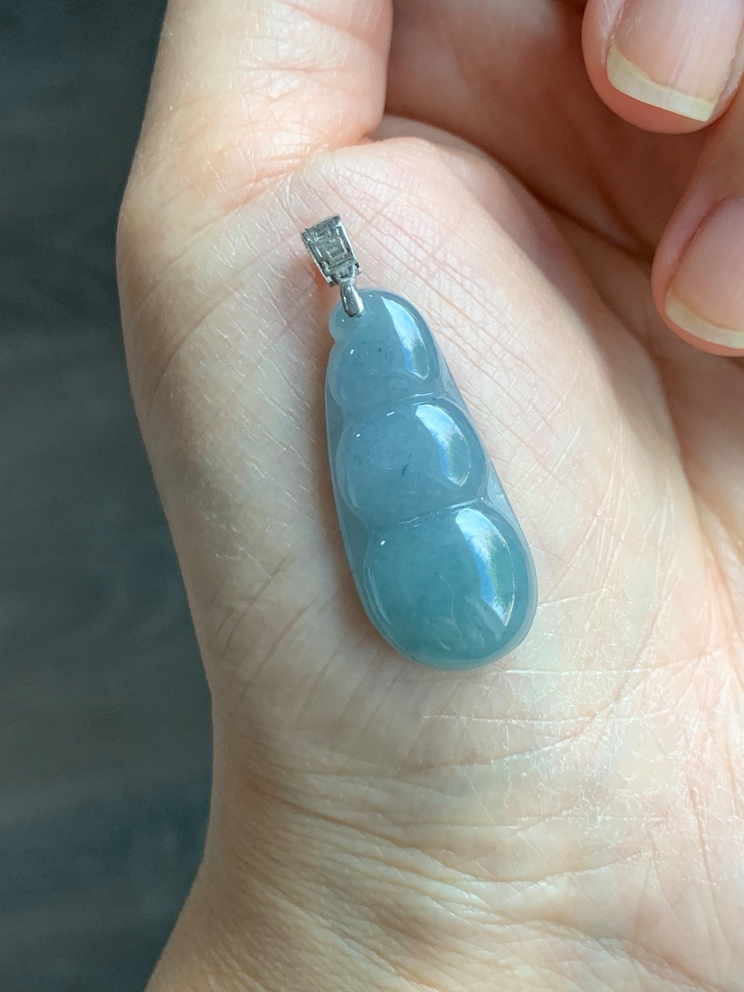 Natural Guatemalan Icy Translucent Light Dusty Blue Jadeite Peapod ...