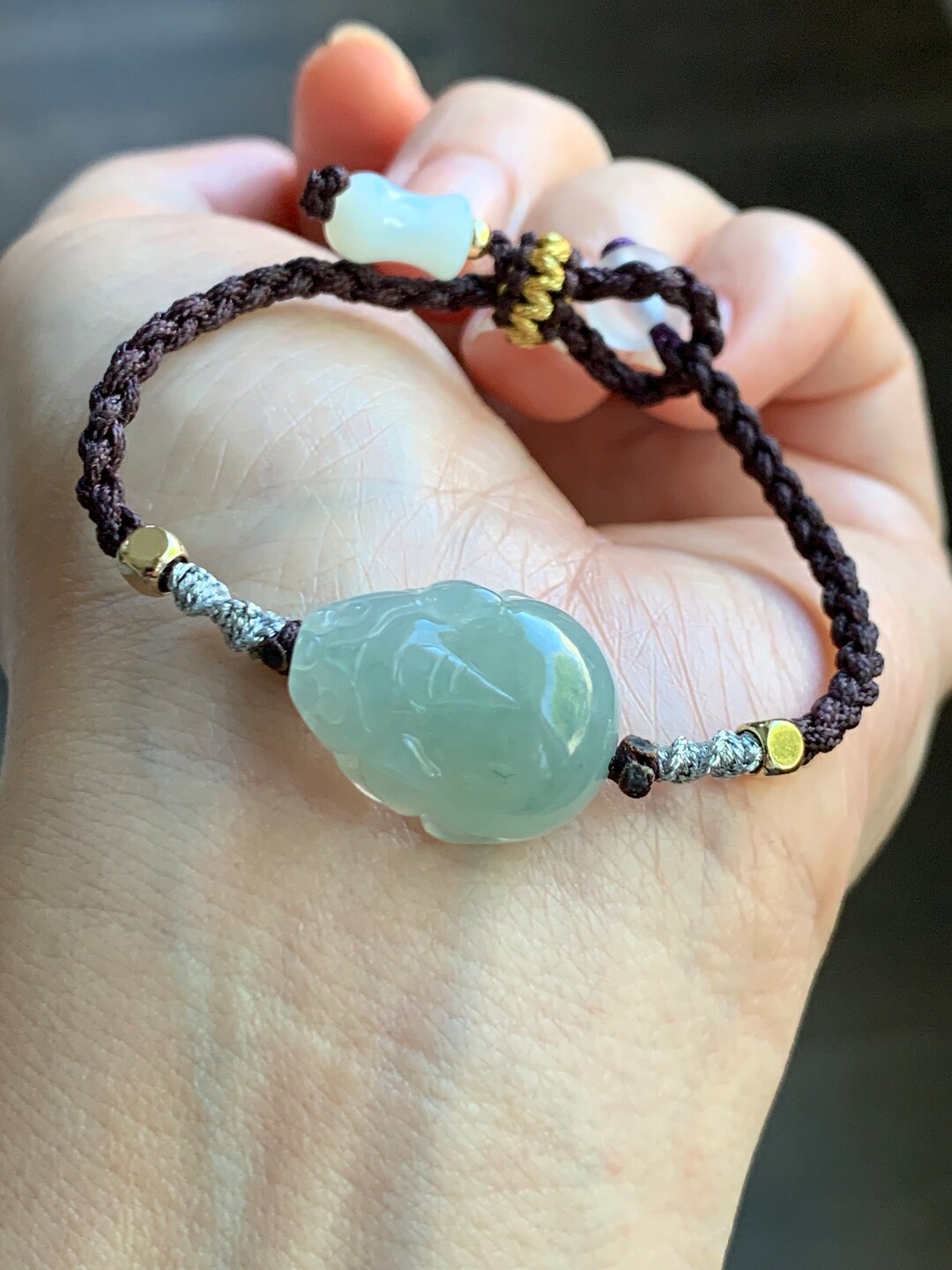 Natural Burmese Icy Translucent Gelatinous Light Green Jadeite Pixiu ...