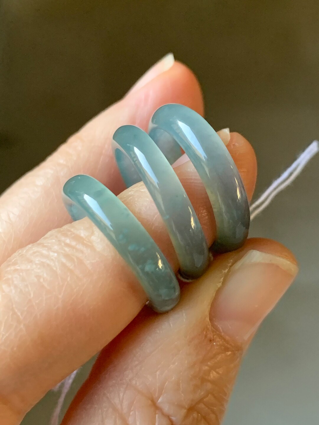 Stunning Natural Guatemalan Premium Icy Blue Jadeite Band Ring Comfort ...