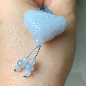 Large Natural Burmese Icy Translucent Jadeite Engraved Ruyi Pendant ...