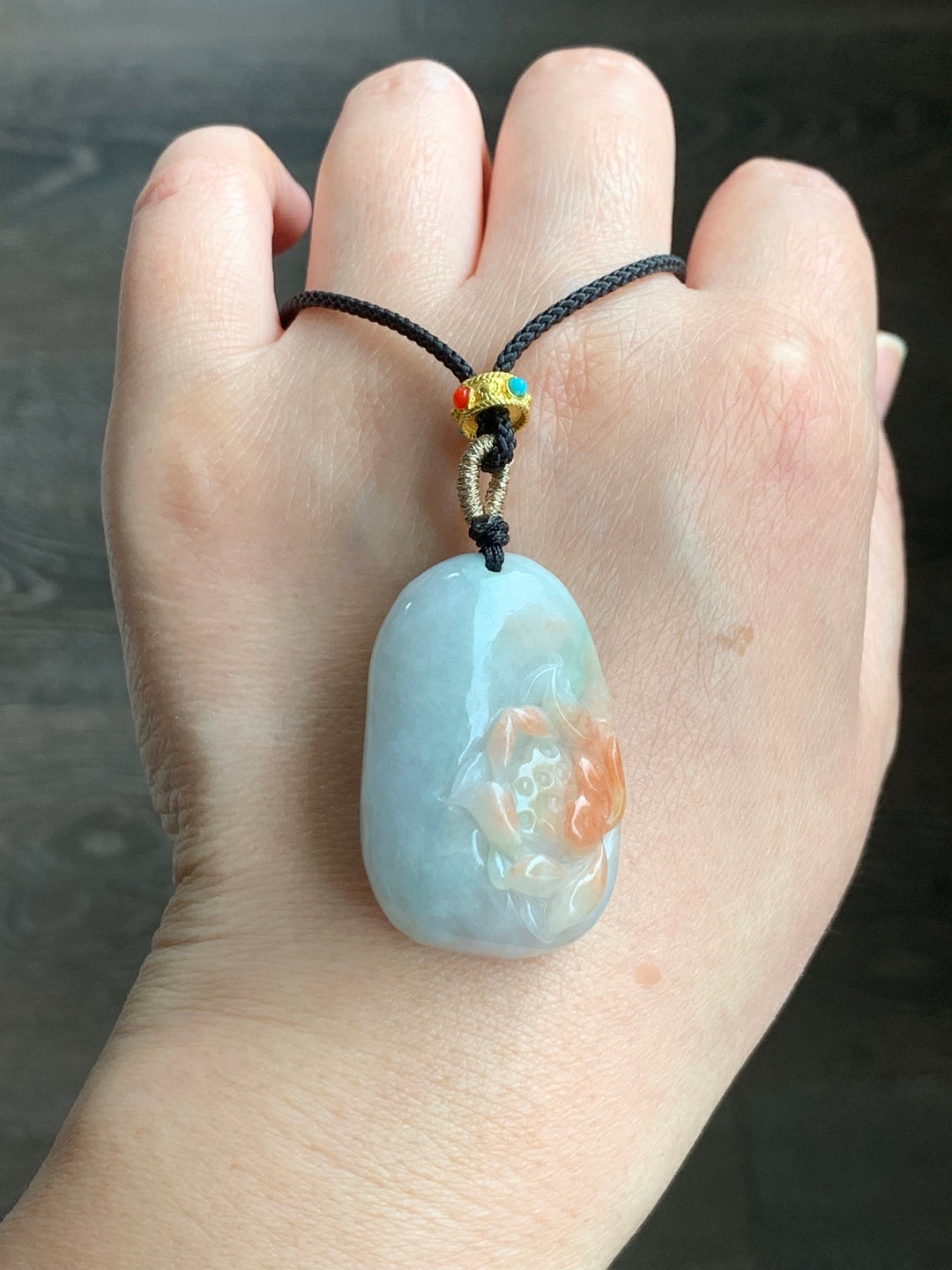 Certified Natural Burmese Grade A Translucent Bicolored Jadeite Lotus ...