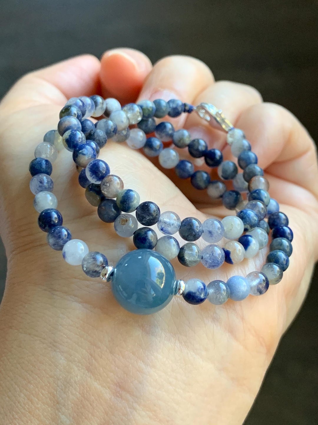 Natural Grade A Icy Translucent Purplish Blue Jade Jadeite Dumortierite ...