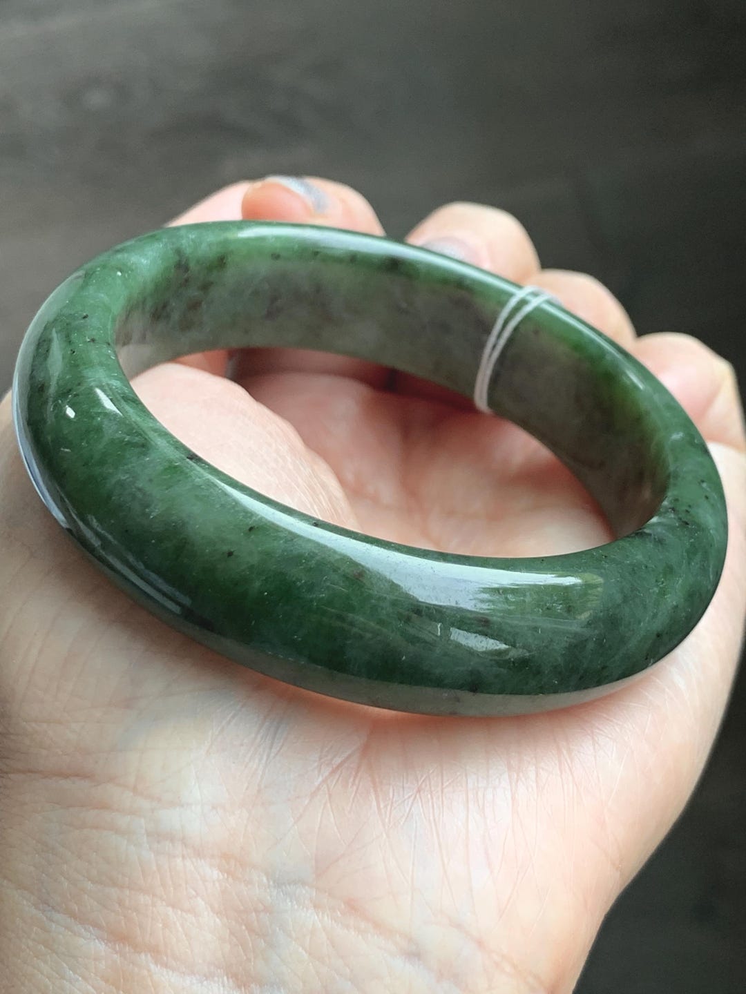 Certified Natural Nephrite Jade Translucent Dark Dusty Olive Green ...