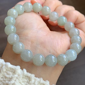Large Natural Burmese Icy Translucent Greenish Gray Jadeite Beaded ...