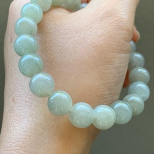 Large Natural Burmese Icy Translucent Greenish Gray Jadeite Beaded ...