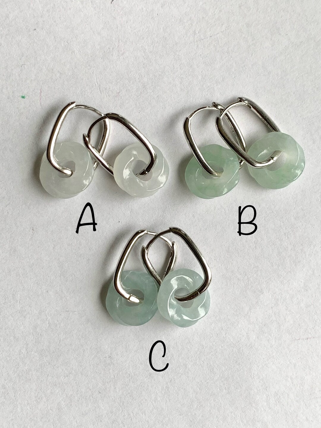 Natural Burmese Icy Translucent Jadeite Carved Ping an Kou Donut Dangle ...