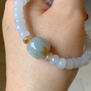 Natural Burmese Icy Translucent White Jadeite Flat Bead Large Sky Blue ...