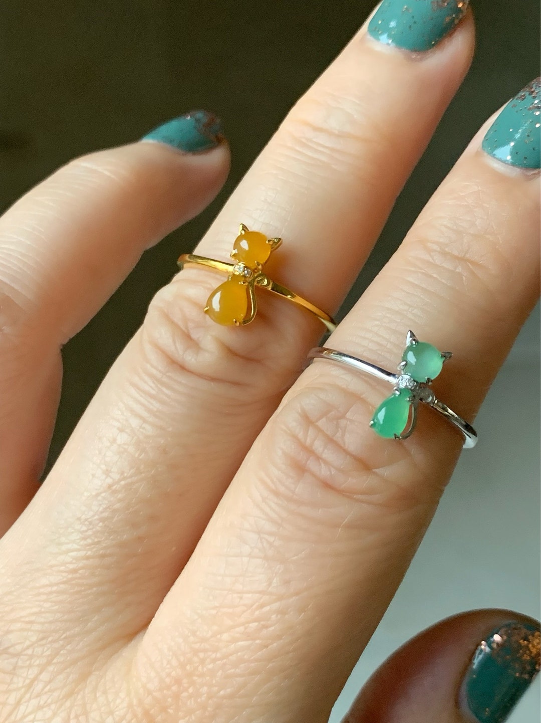 Certified Natural Burmese Premium Icy Yellow or Green Jadeite Kitty Cat ...