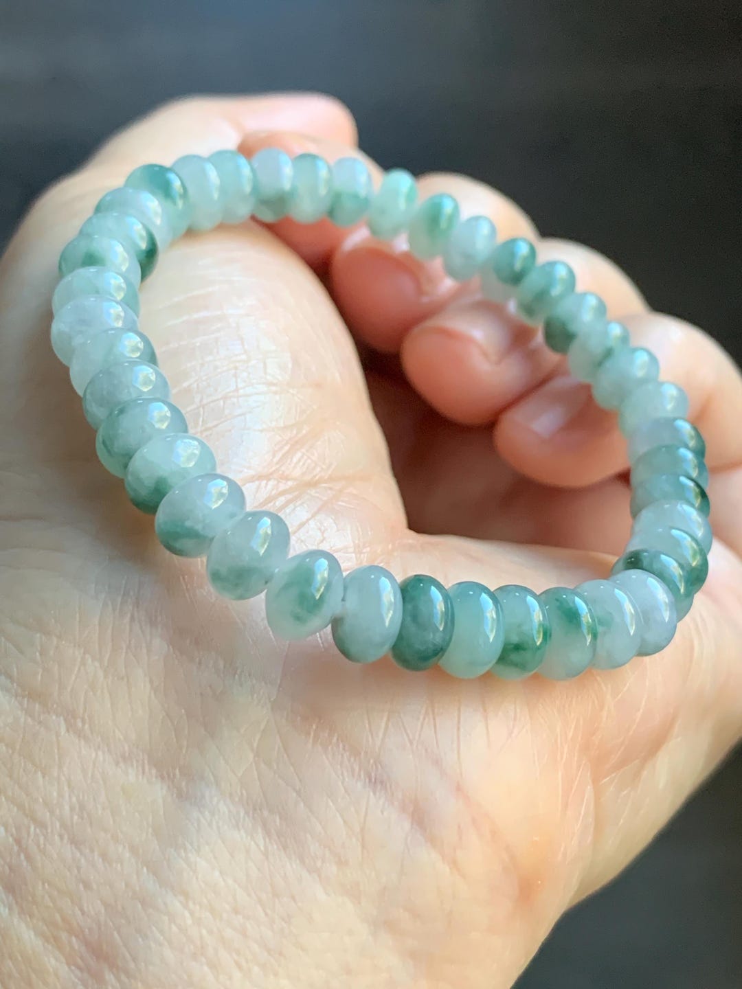 Natural Burmese Icy Translucent Light Green Teal Green Marbled Jadeite ...