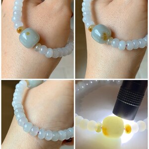 Natural Burmese Icy Translucent White Jadeite Flat Bead Large Sky Blue ...