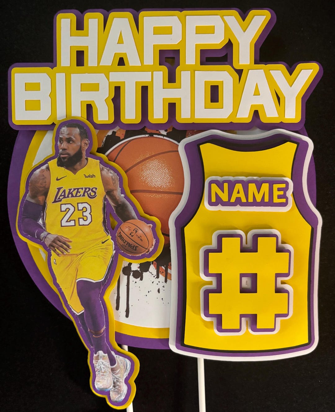 Basketball Cake Topper - Customizable - Etsy