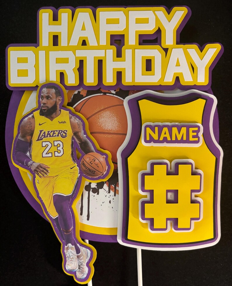 Basketball Cake Topper - Customizable - Etsy
