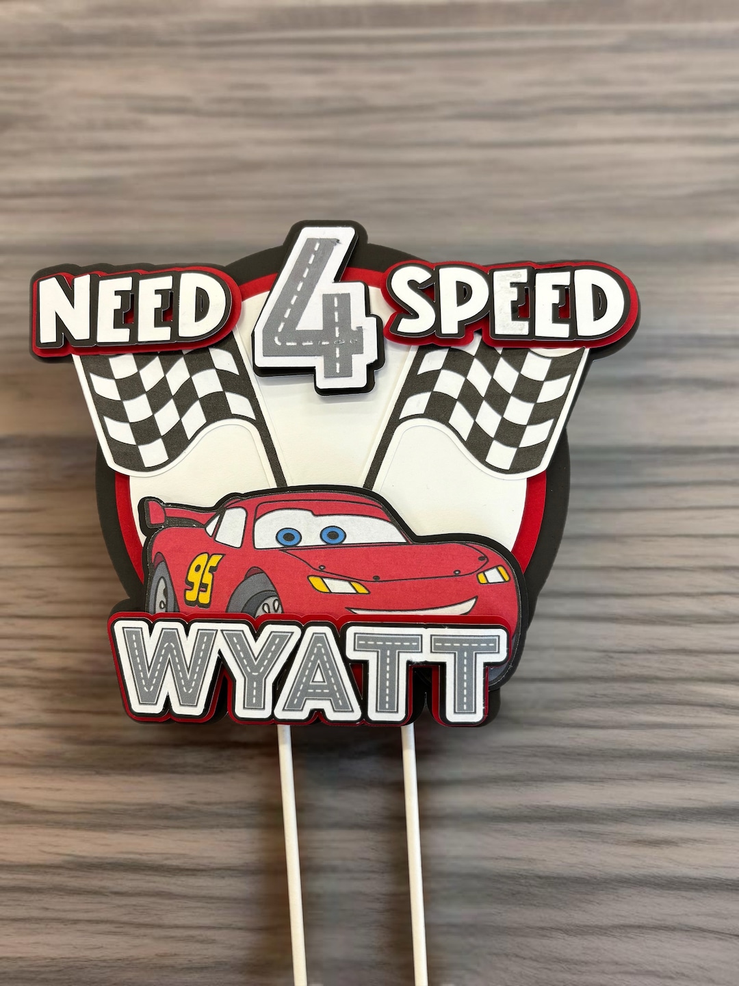 Lightening Mcqueen “need 4 Speed” Cake Topper - Etsy