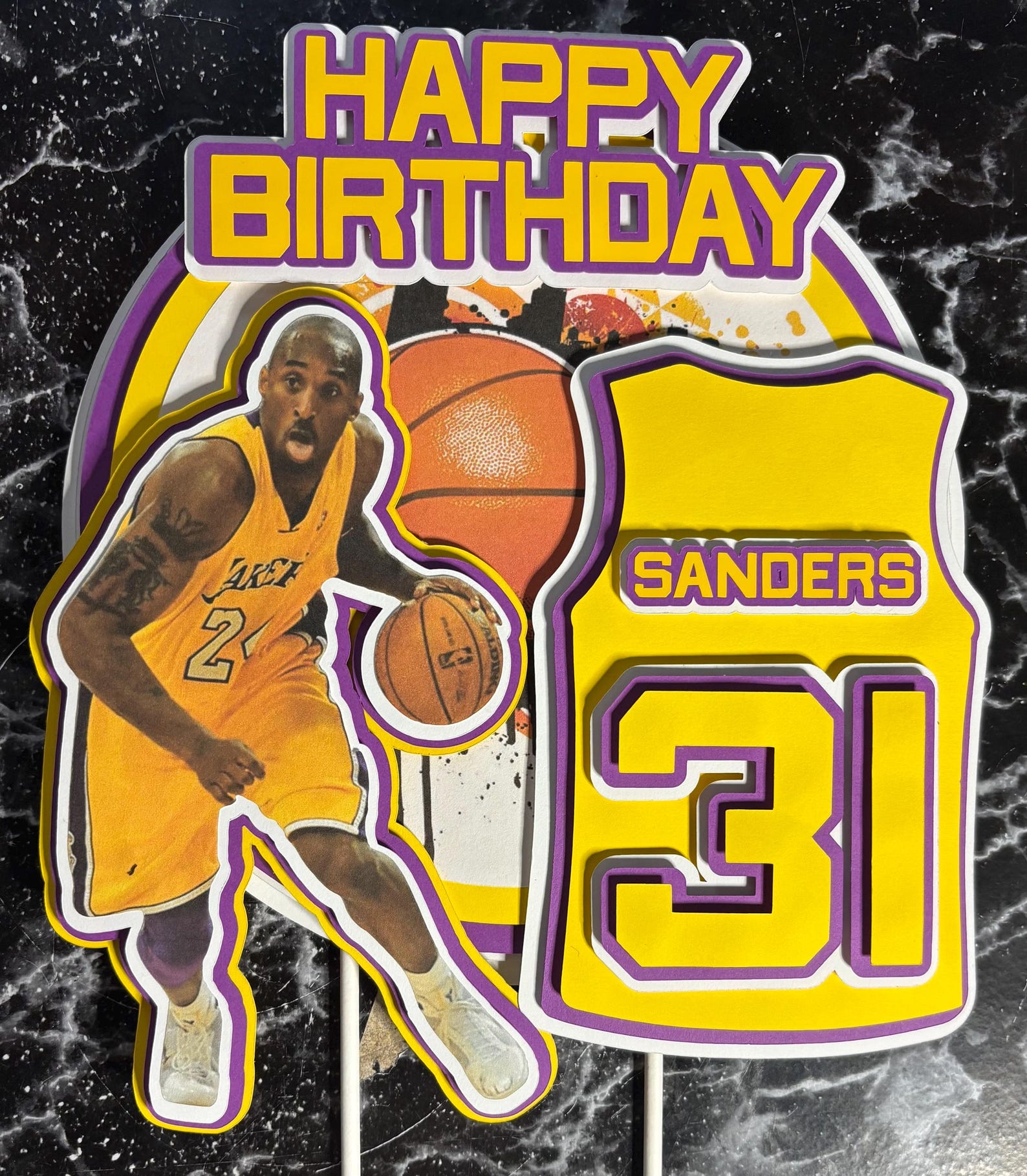 Basketball Cake Topper - Customizable - Etsy