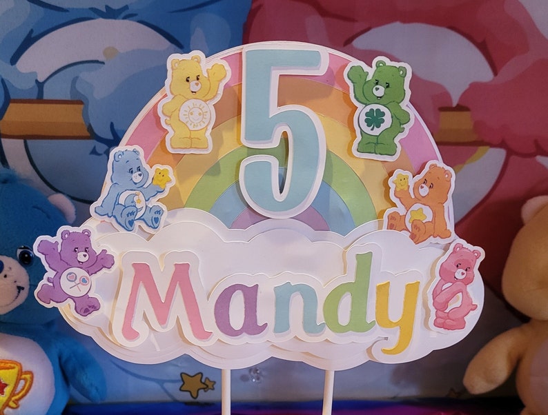 Rainbow Bear Cake Topper - Etsy