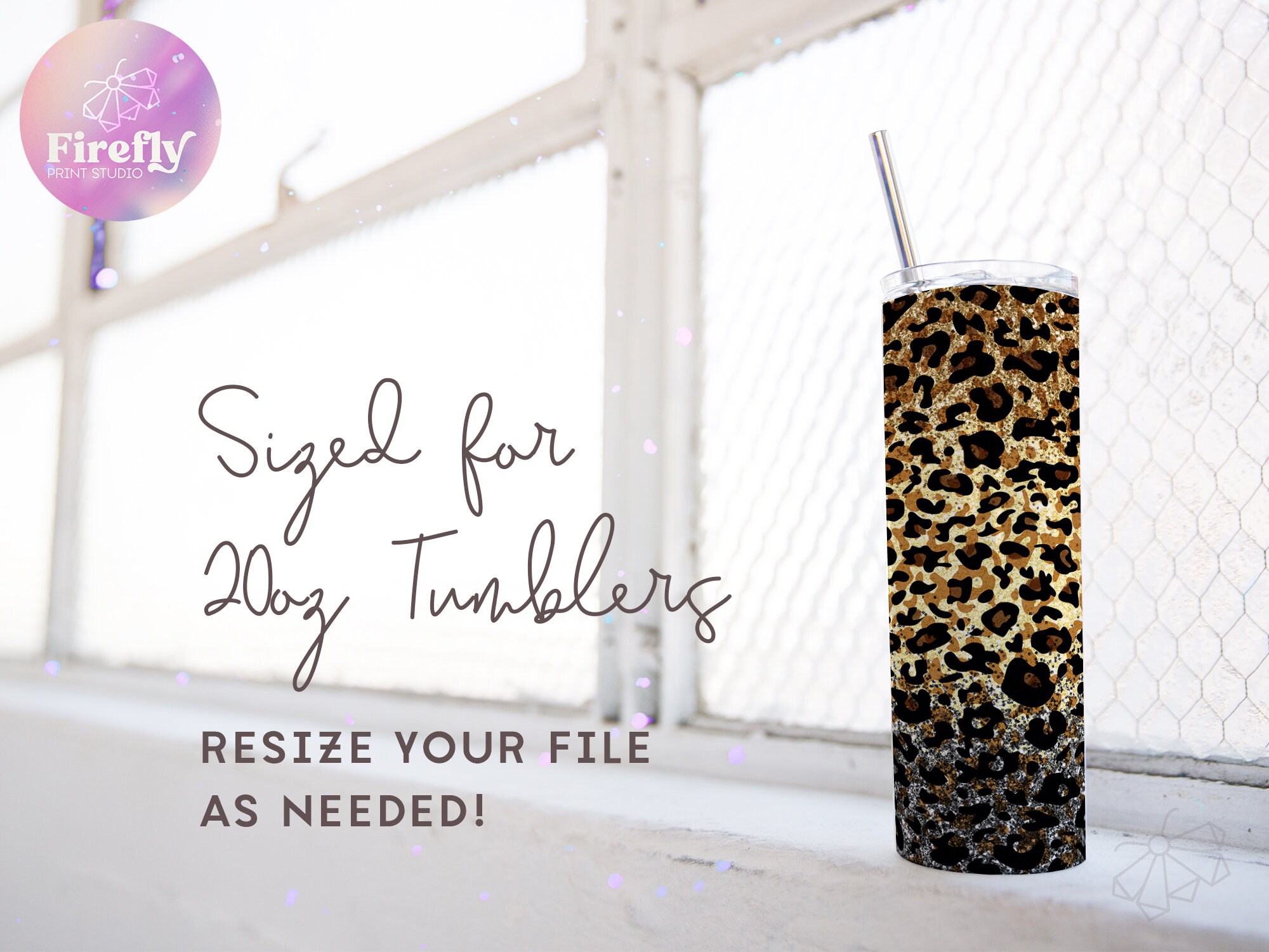 Animal Print Tumbler 20 oz Skinny Sublimation Design | Etsy