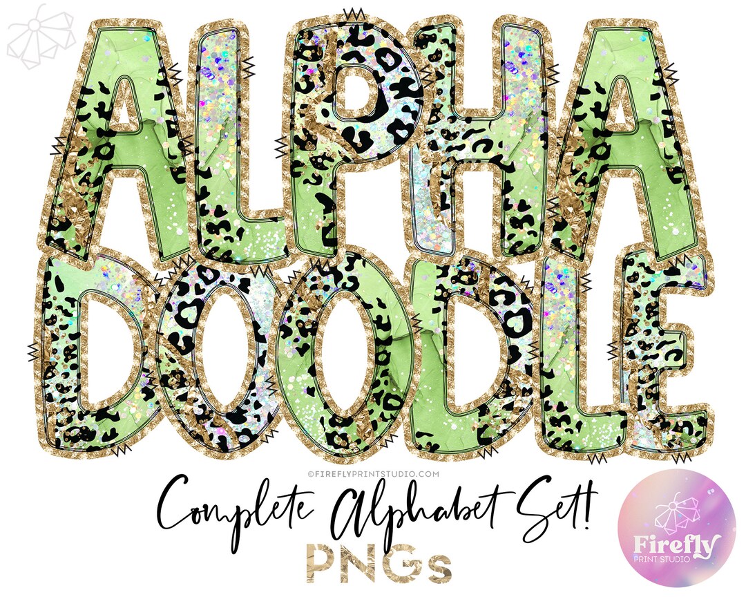 Alpha Doodles PNG, Pastel Green Leopard, Pistachio Cheetah Sublimation ...