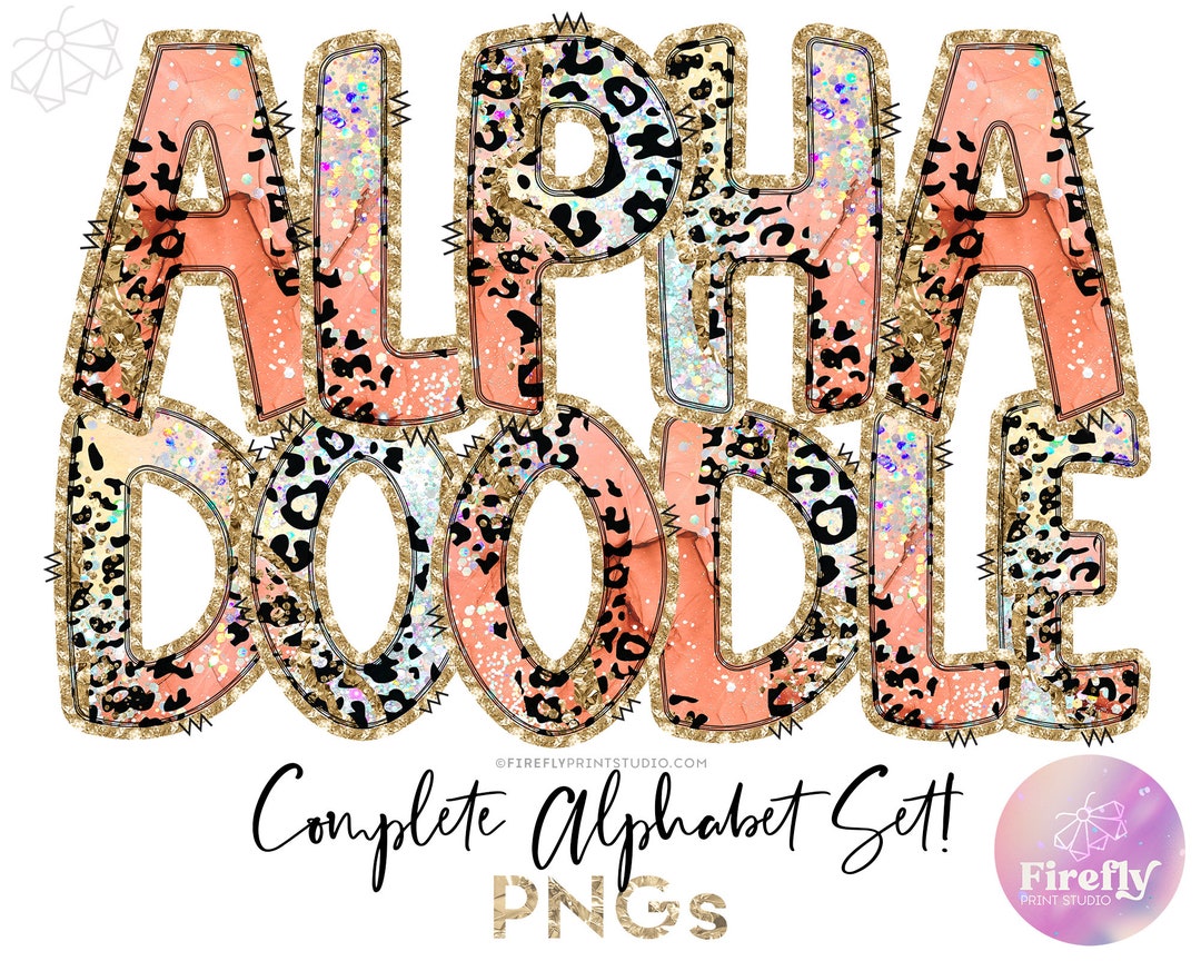 Alpha Doodles PNG, Peach Fuzz Leopard, Blue Green Cheetah Sublimation ...