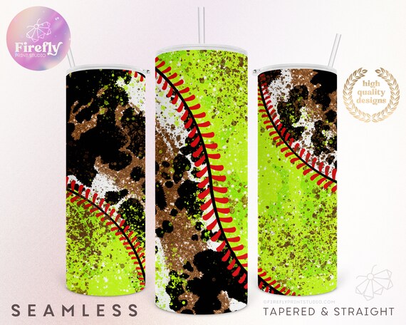 Cow Print Softball 20oz Skinny Tumbler Sublimation Designs - Etsy New ...